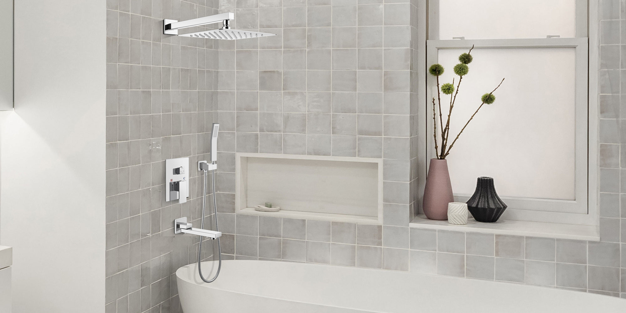 gotonovo Luxury 3-Function Showers for Bathroom Wall Mount Rainfall 10