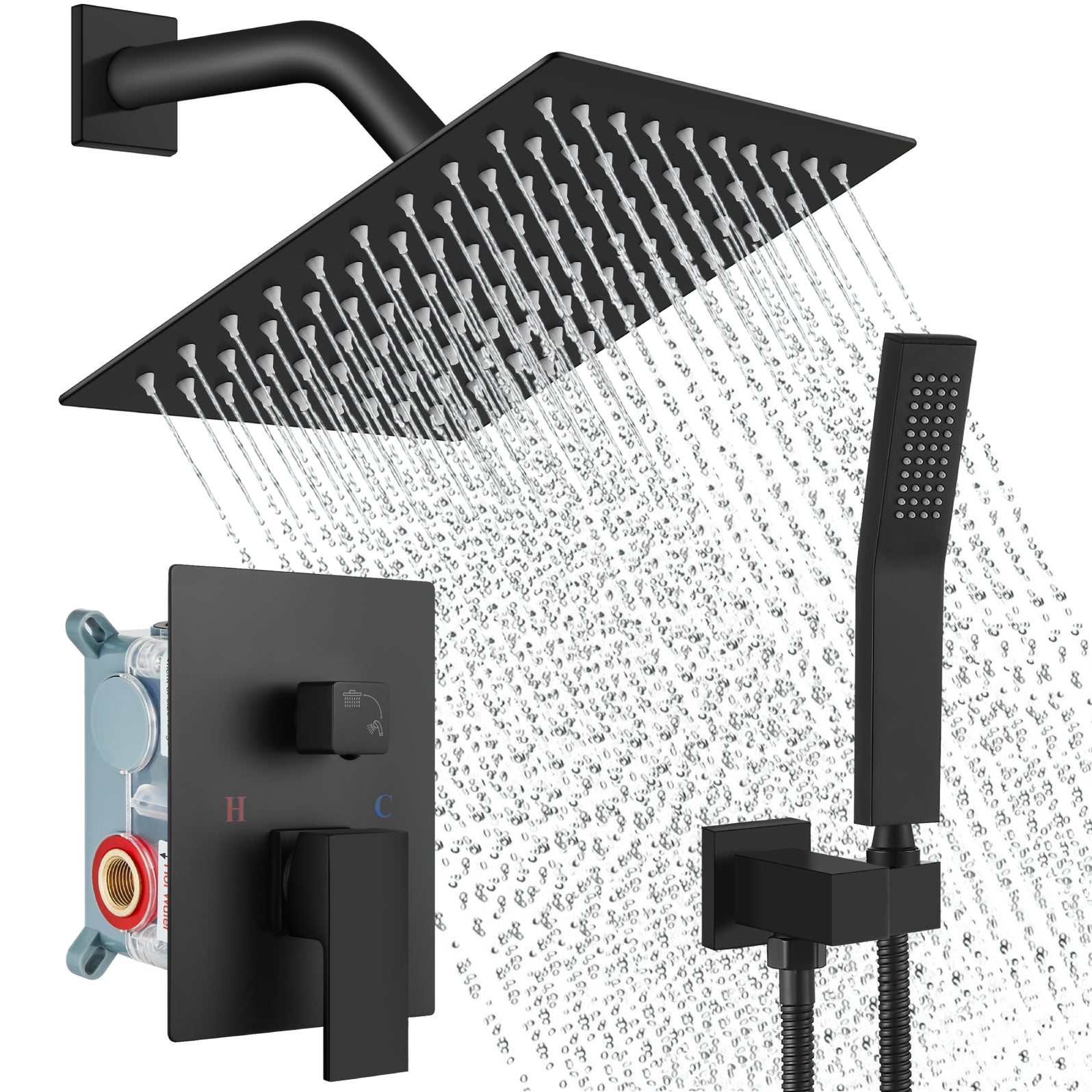 gotonovo Rain Shower Combo Set Wall Mounted 2-Function Rainfall Shower