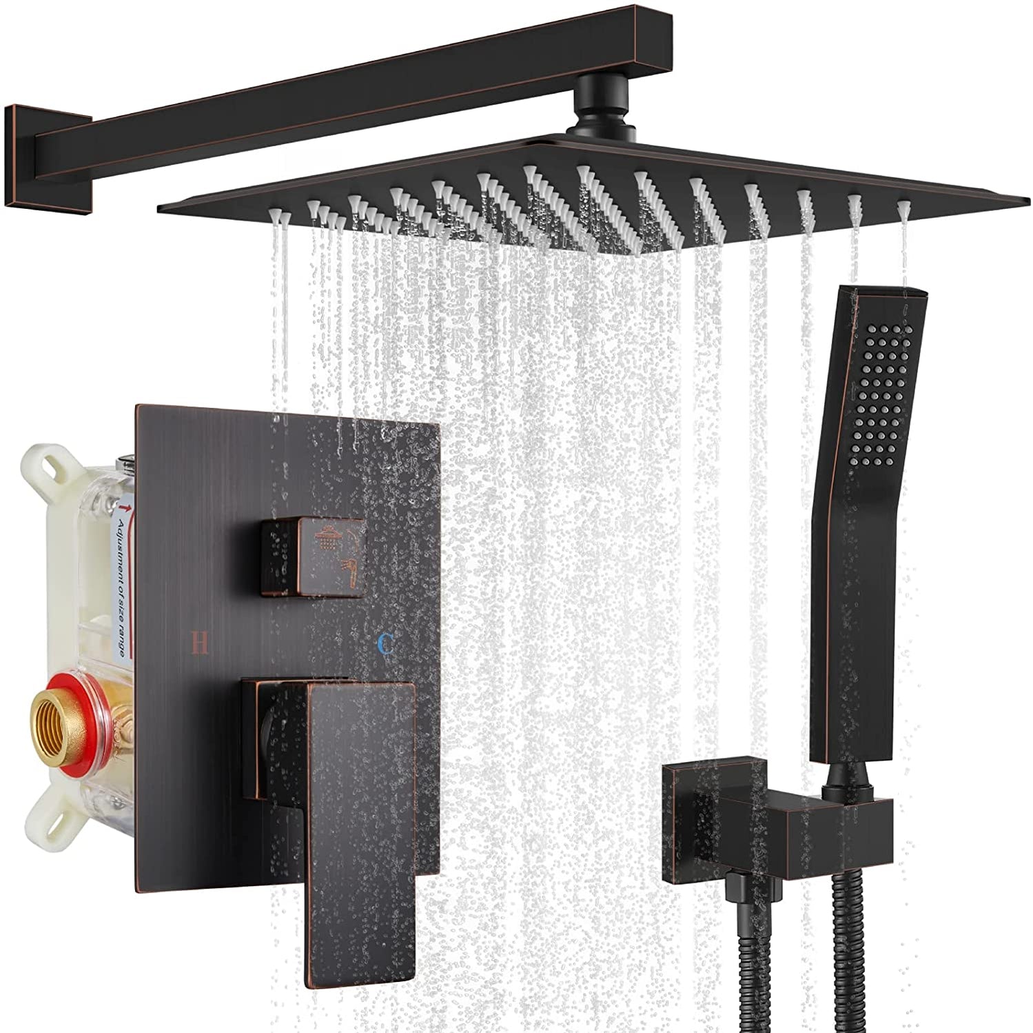 Gotonovo 10 Inch Rainfall Shower System Oil Rubbed Bronze With Pressur