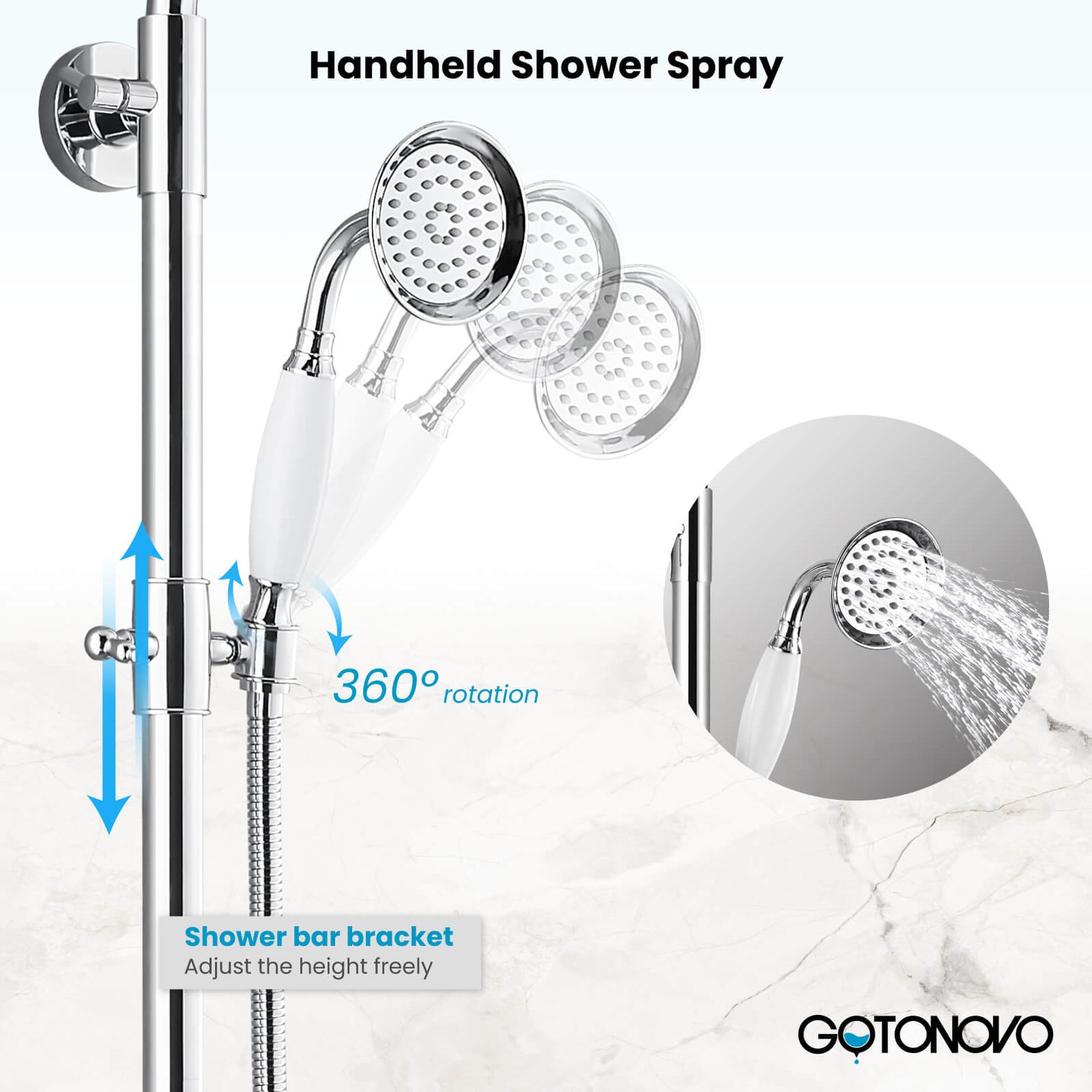 Gotonovo Exposed Shower System Wall Mounted Triple Function 8 Inch Rai